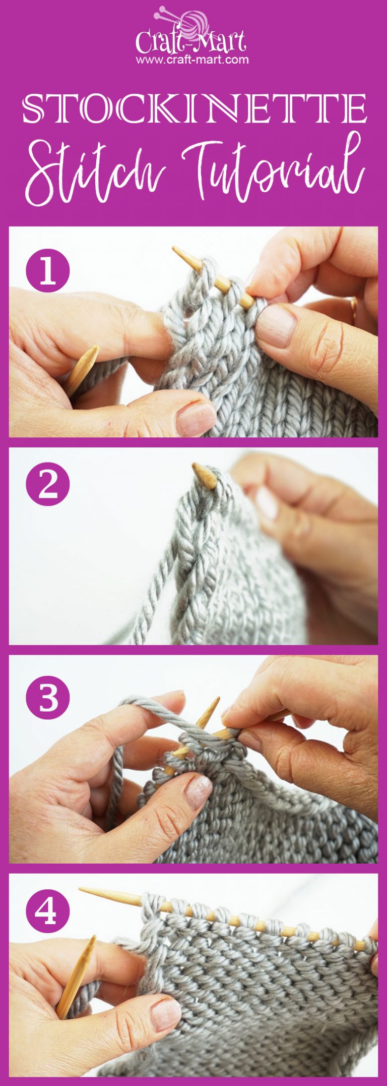Stockinette Stitch & FREE Wrap Pattern for Beginners - Craft-Mart