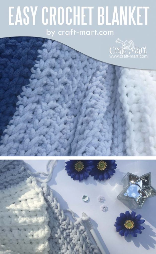 Simple chunky crochet blanket tutorial (FREE Bernat blanket yarn ...