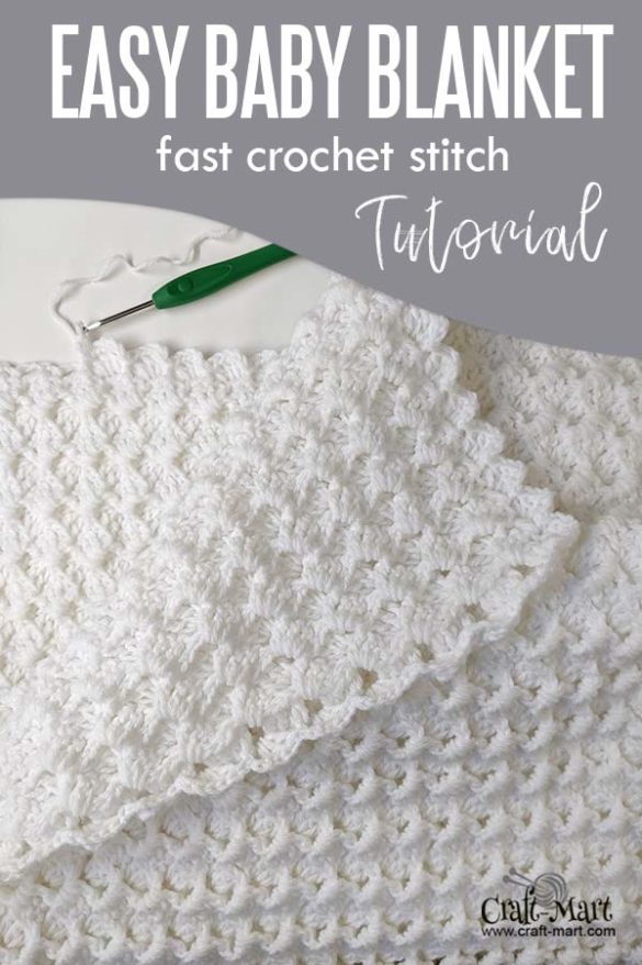 Easy Crochet Baby Blanket (White Waves) - Craft-Mart Easy Crochet Baby Blanket (White Waves) - Craft-Mart