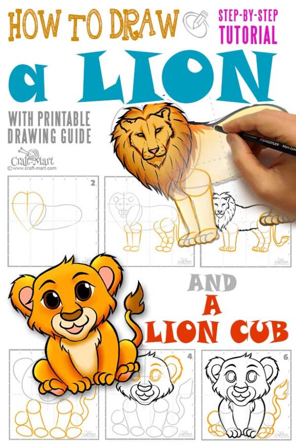 A simple lion drawing with easy step by step guides - Craft-Mart