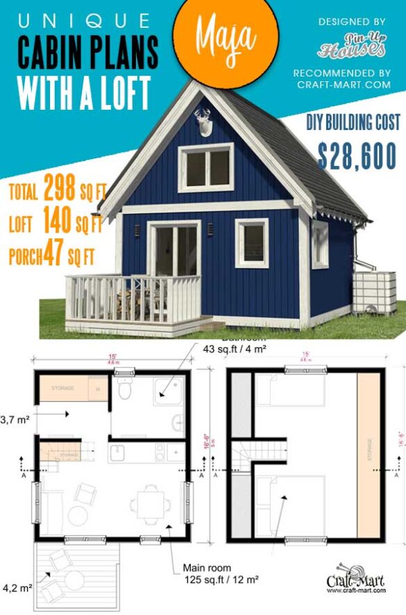 10 unique plans of tiny homes and cabins with loft - Craft-Mart