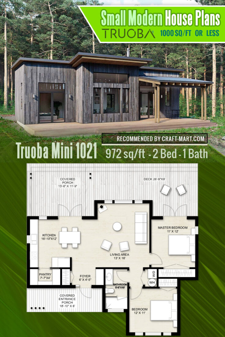 10 Modern under 1000 square feet house plans - Craft-Mart