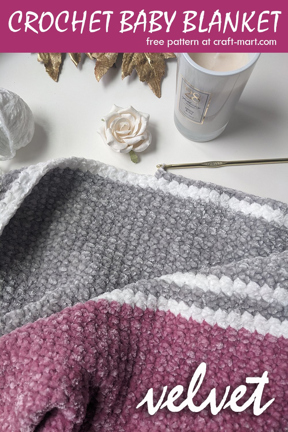 Crochet Velvet Baby Blanket "Charlotte" - Craft-Mart