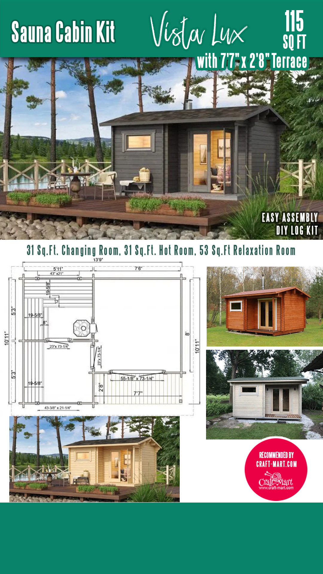 299-VISTA LUX-sauna-cabin-kit-2 - Craft-Mart