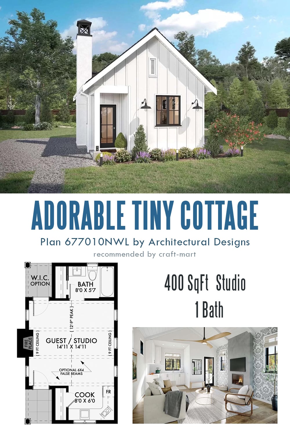 141 4 Tiny Cottage Houseplan 400sqft Craft Mart