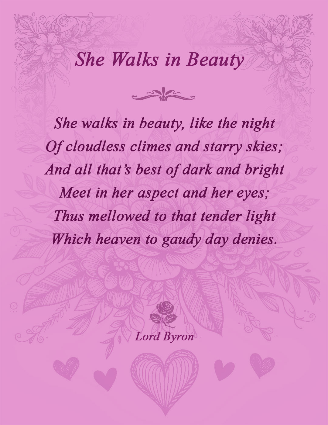 She Walks in Beauty-love-poems-post - Craft-Mart