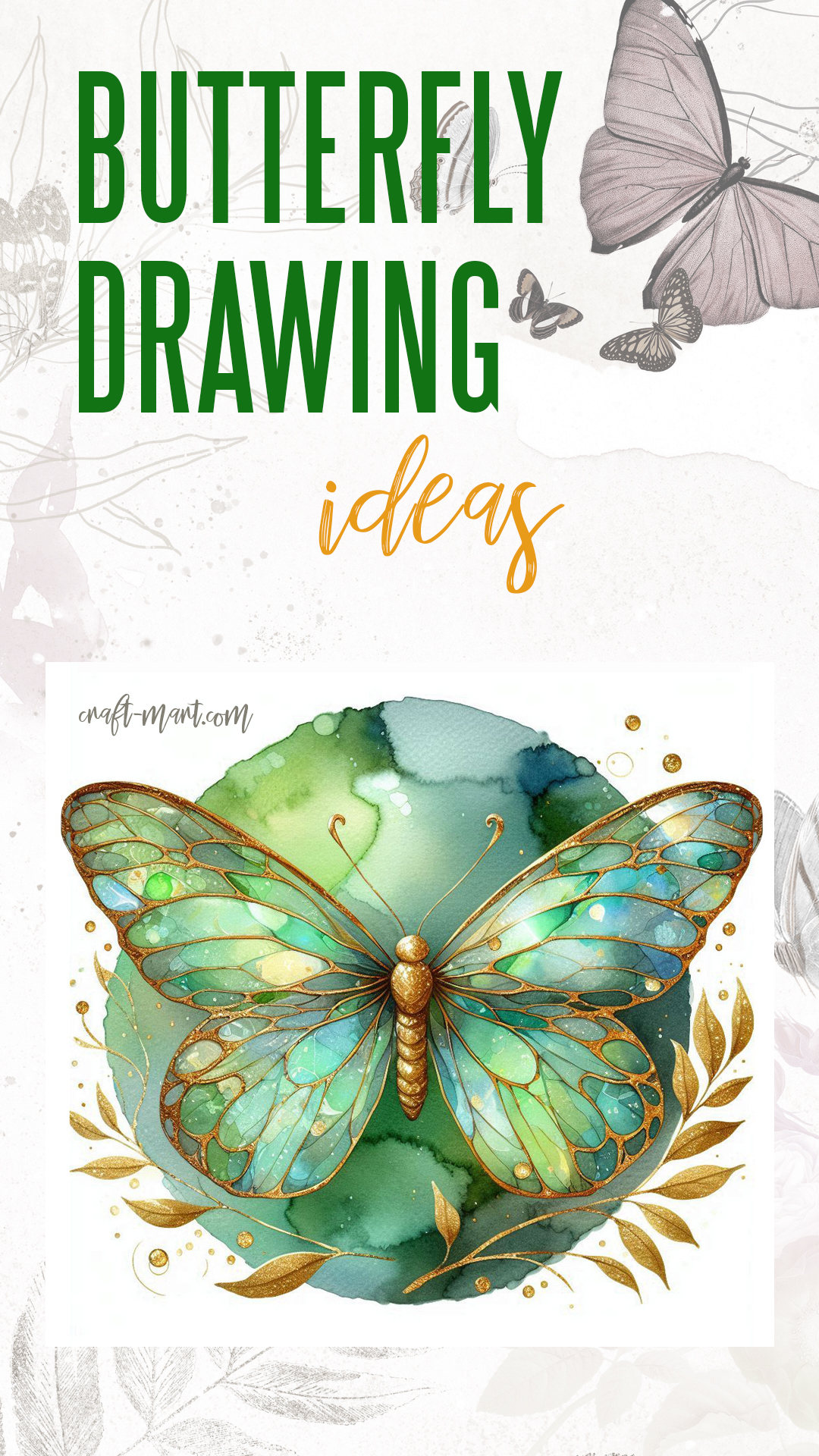 Shimmering Butterfly Drawing with a Circle - Craft-Mart