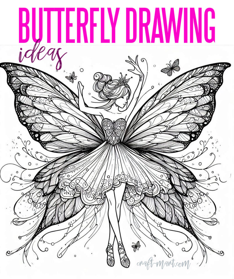 butterfly drawing outline Archives - Craft-Mart