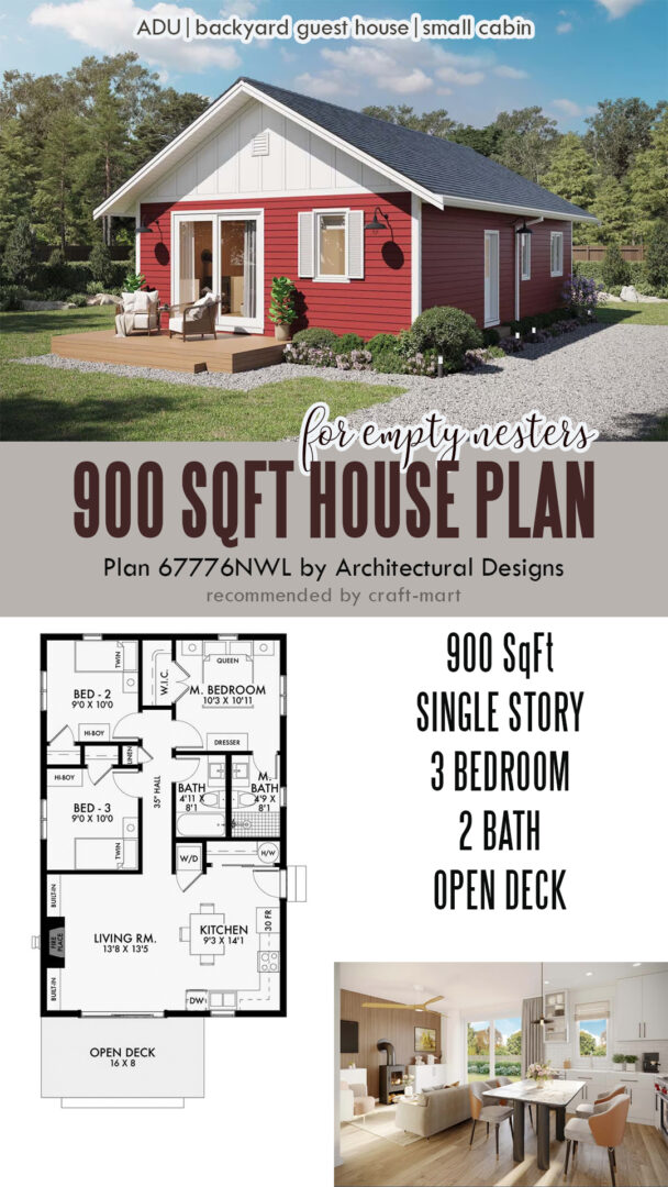 900 Sq Ft House for Empty Nesters - Craft-Mart