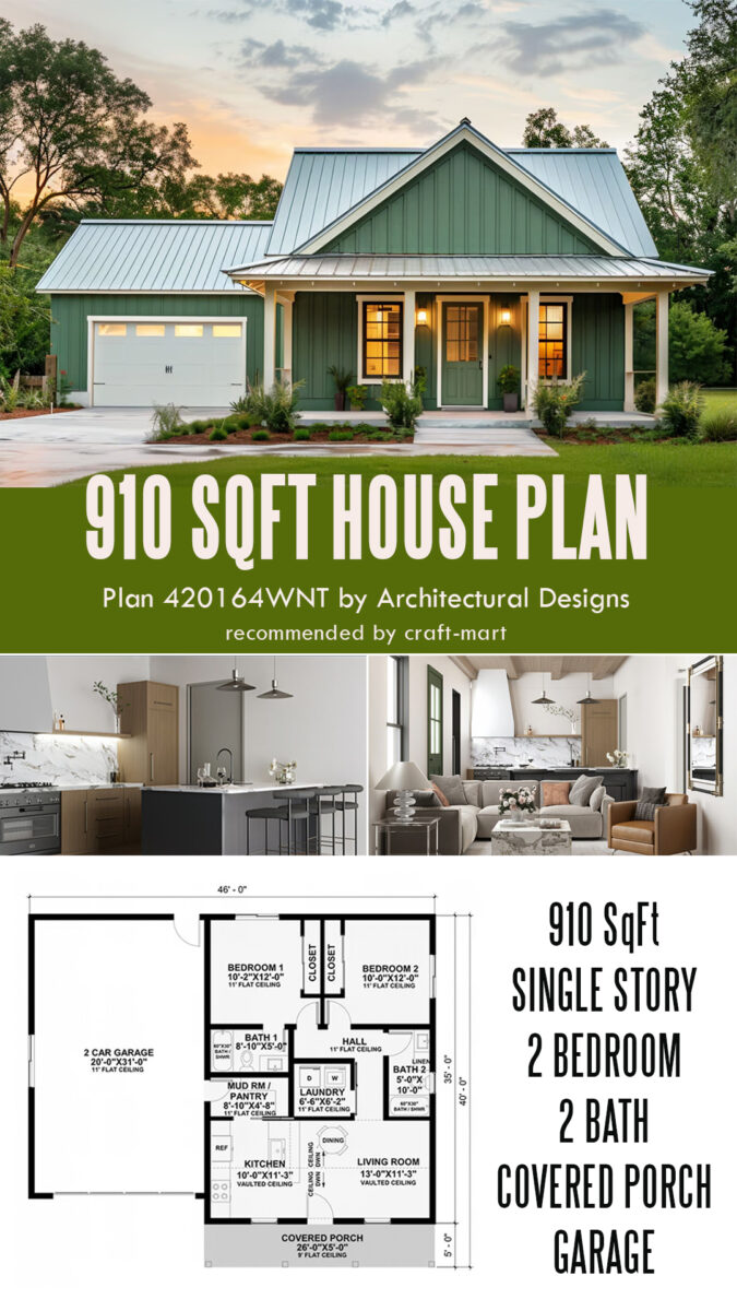 900 Sq Ft House for Empty Nesters - Craft-Mart