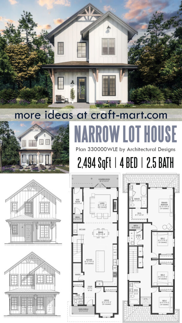 7+ Narrow Lot House Plans - Craft-Mart