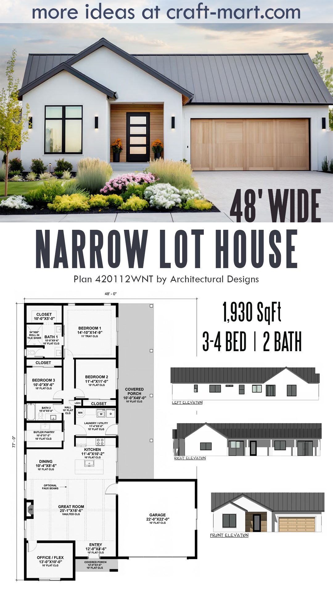 7 Narrow Lot House Plans - Craft-Mart