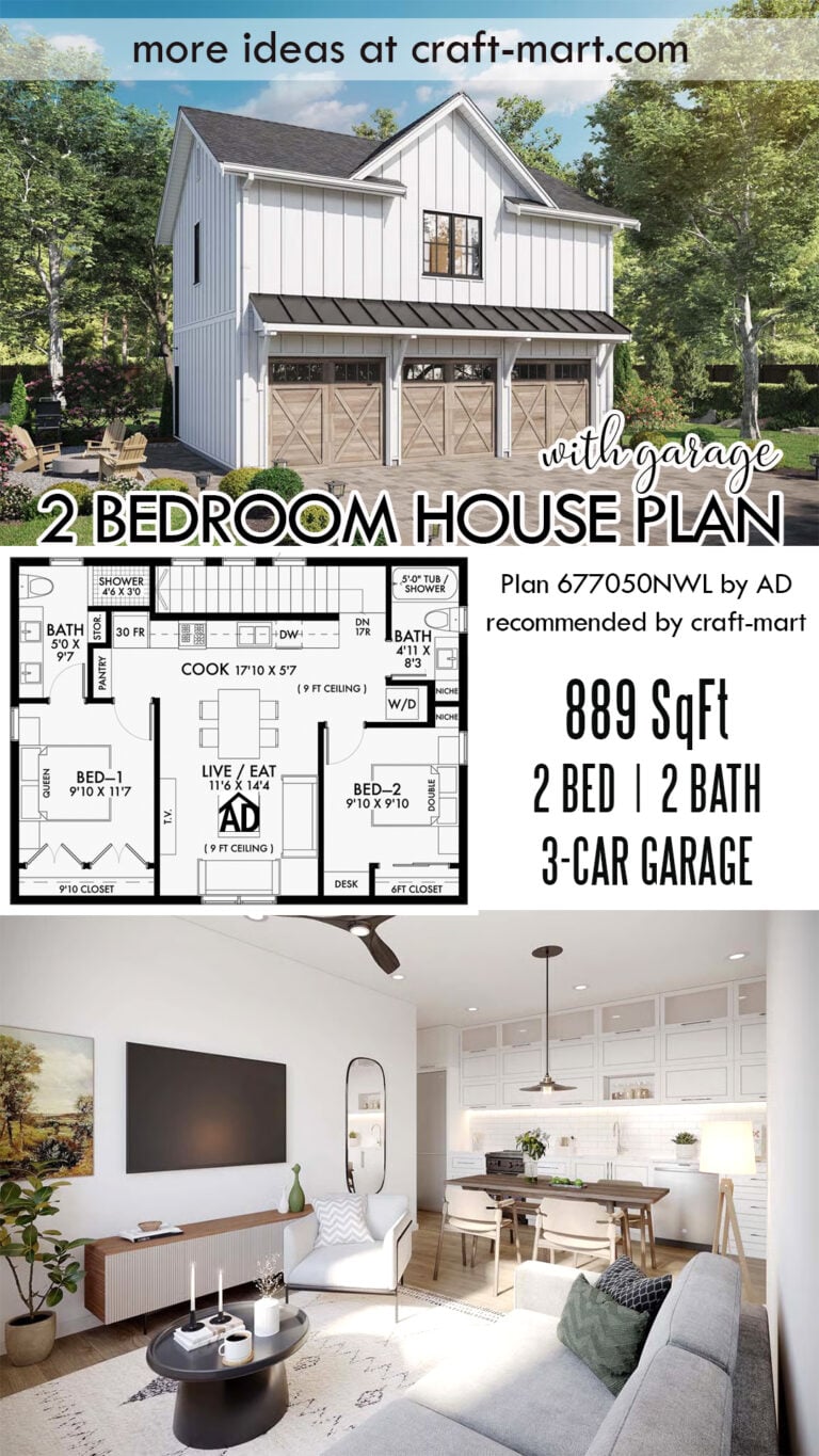 2-Bedroom House Plans with Garage: 11 Practical Solutions - Craft-Mart